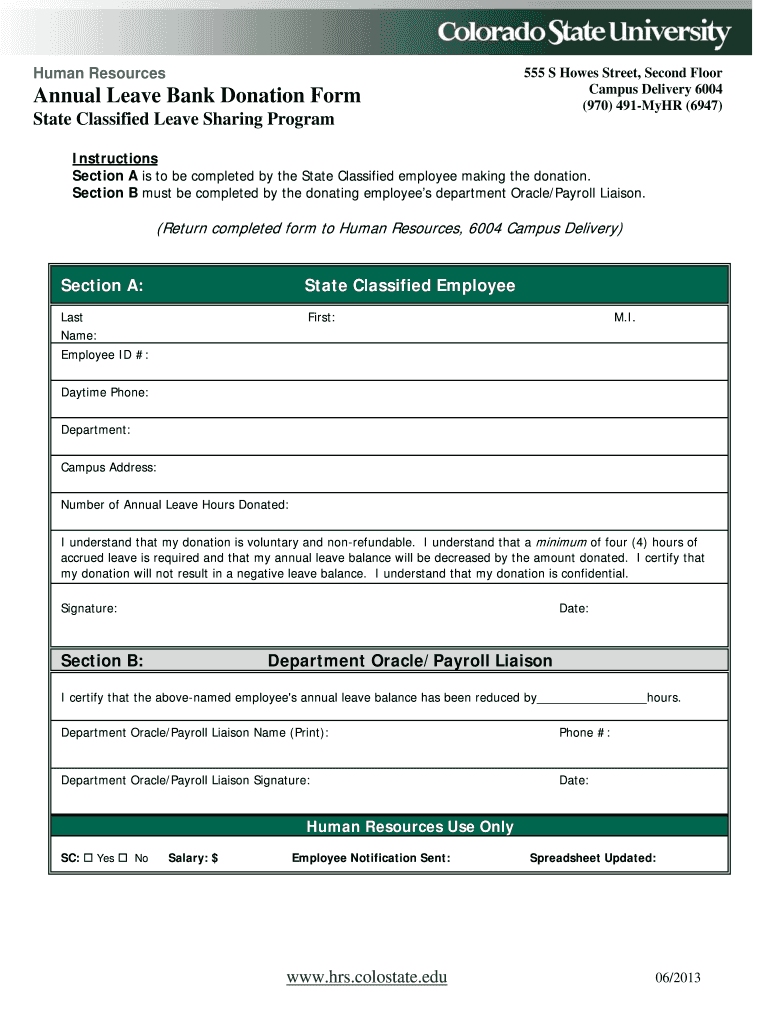 Fillable Online State Classified Leave Sharing Program Fax Email Print - pdfFiller