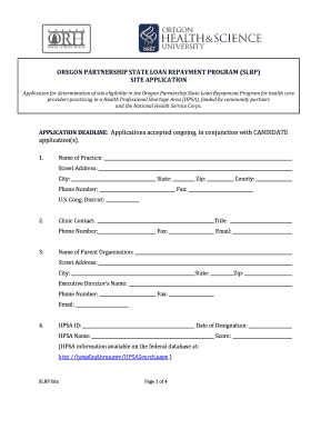 Fillable Online ohsu oregon slrp form Fax Email Print - pdfFiller