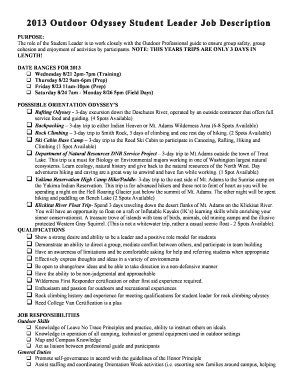 Fillable Online reed 2013 Outdoor Odyssey Student Leader Job ...