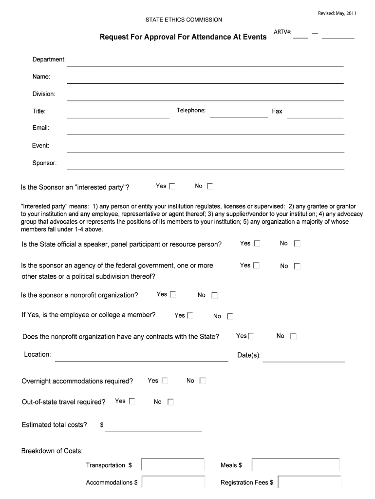 Fillable Online Request For Approval For Attendance At Events Fax Email Print - pdfFiller