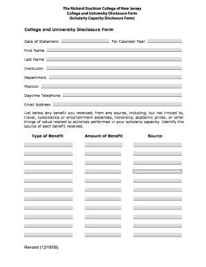 Fillable Online intraweb stockton College and University Disclosure ...
