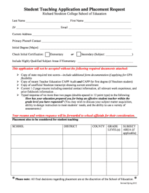 Fillable Online intraweb stockton Requirements for Student Teaching - intraweb stockton Fax ...