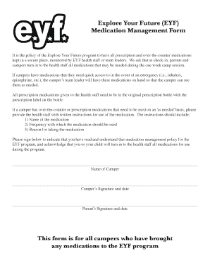 Fillable Online ntid rit Explore Your Future (EYF) Medication ...