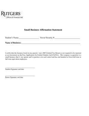 Fillable Online Small Business Affirmation Statement Fax Email Print ...