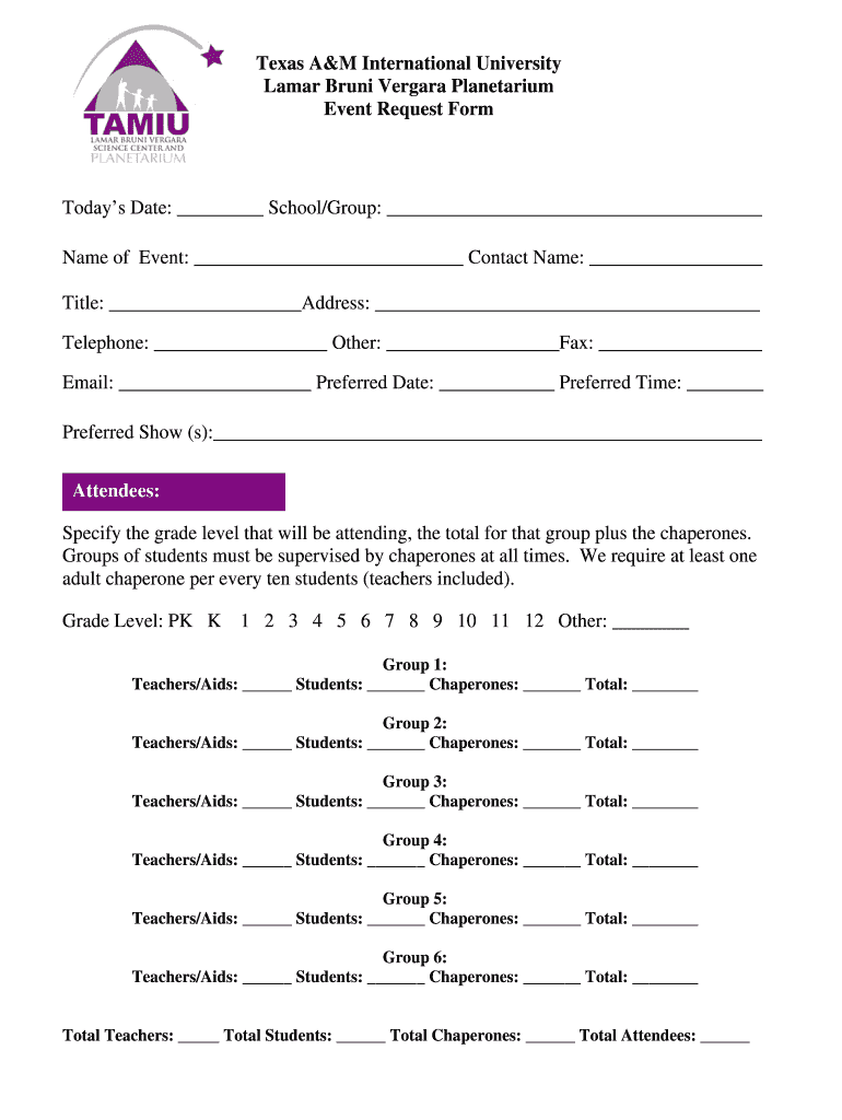 Fillable Online Lamar Bruni Vergara Planetarium Event Request Form Fax Email Print - pdfFiller