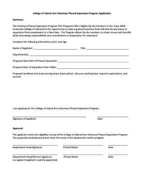 Fillable Online liberalartscommunity tamu Voluntary Phased Separation ...