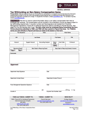 Tax Withholding On Non-Salary Compensation Items - Financial ... - Fill ...