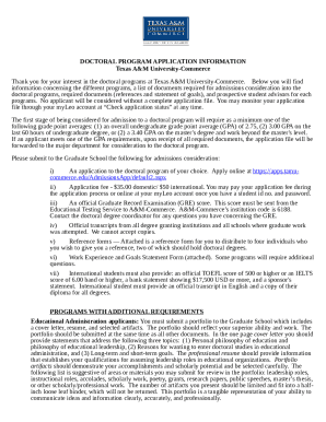 DOCTORAL PROGRAM APPLICATION INATION Texas A&M ... Doc Template | pdfFiller