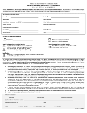 Fillable Online Exemption form for food service on campus - Purchasing ...