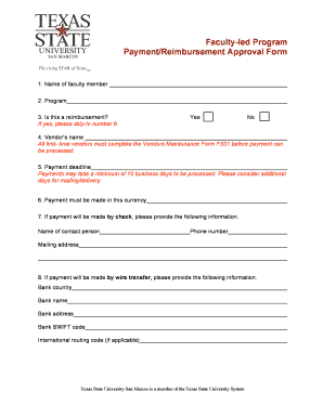 Fillable Online gato-docs its txstate Payment/Reimbursement Approval ...