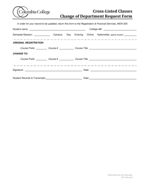 Fillable Online web ccis Cross-Listed Classes Change of Department Request Form - web ccis Fax ...