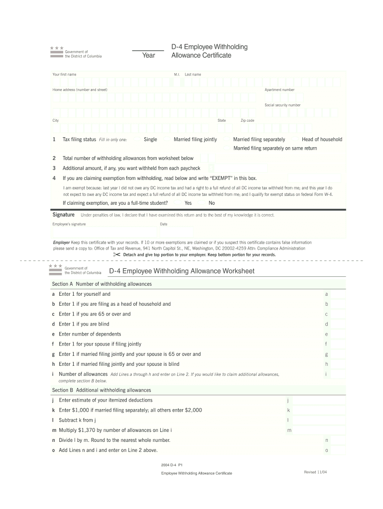 Fillable Online Employee Withholding Allowance Certificate Fax Email Print - pdfFiller