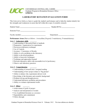 Fillable Online uccaribe Laboratory rotation evaluation form - Universidad Central del Caribe ...