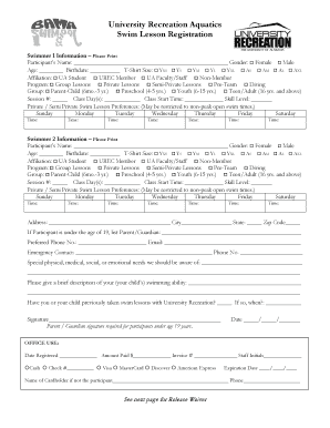 Fillable Online urec sa ua Registration Form - University Recreation ...