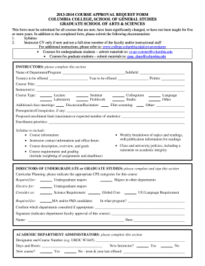 Fillable Online Course approval form - Columbia College Fax Email Print - pdfFiller