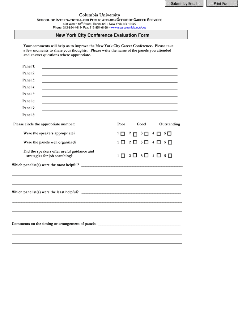 Fillable Online New York City Career Conference Evaluation Fax Email ...