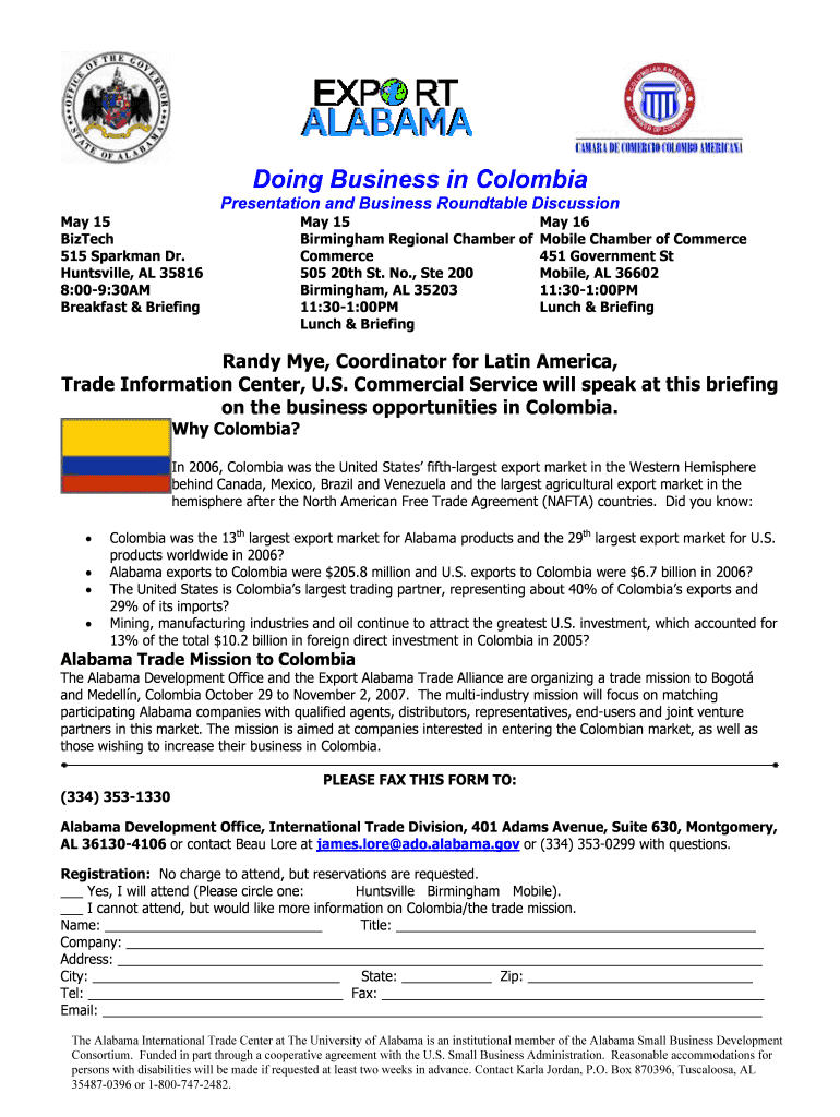 Fillable Online Presentation and Business Roundtable Discussion Fax ...