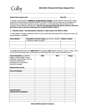Fillable Online colby Request for Review form - Colby College - colby Fax Email Print - pdfFiller