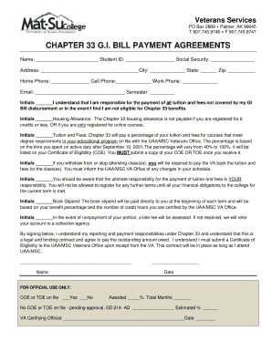 Fillable Online matsu alaska Chapter 33 gi bill payment agreements ...