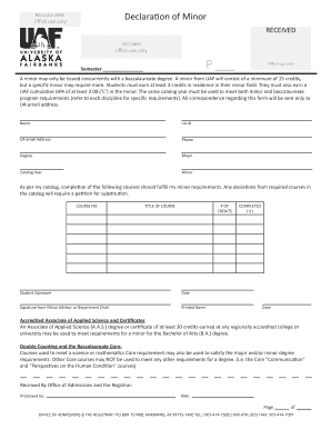 Fillable Online uaf Declaration of Minor - University of Alaska ...