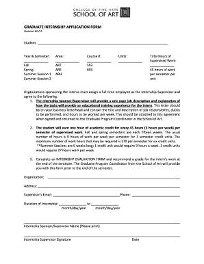 Fillable Online art arizona GRADUATE INTERNSHIP APPLICATION FORM ...