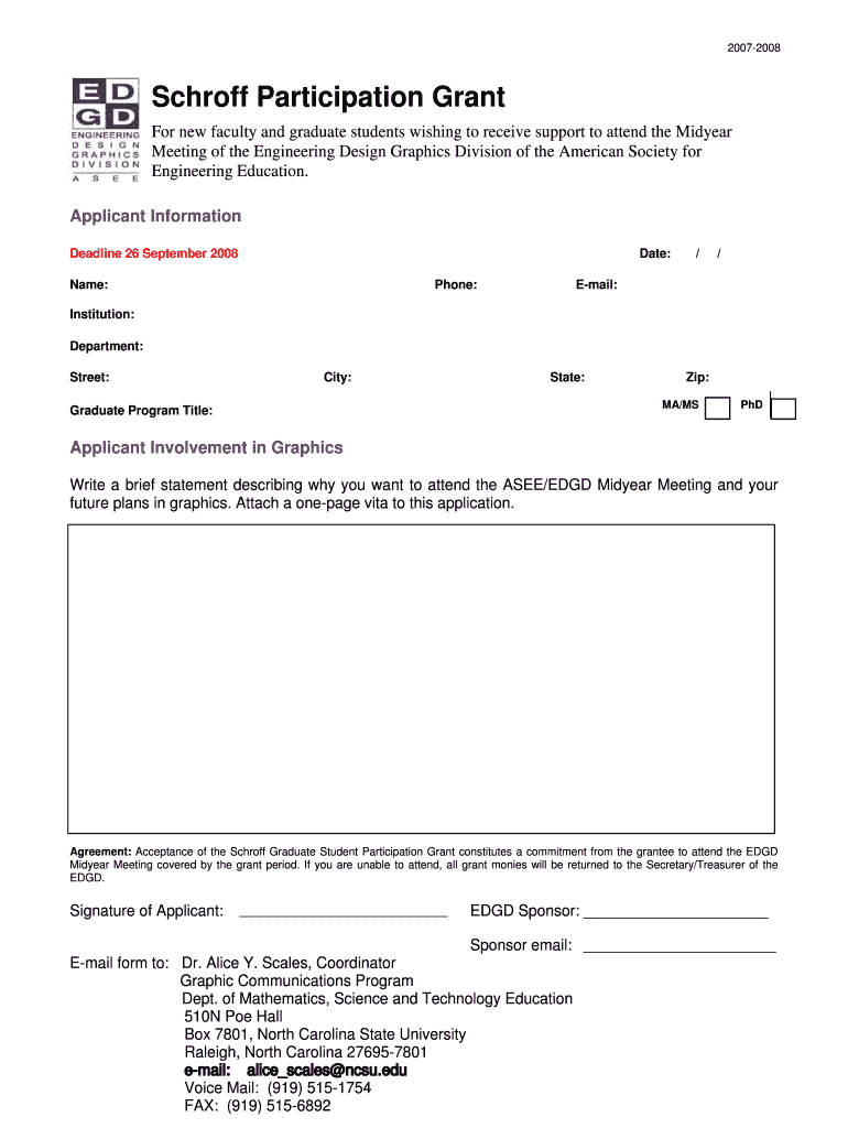 Fillable Online Schroff Participation Grant Fax Email Print - pdfFiller