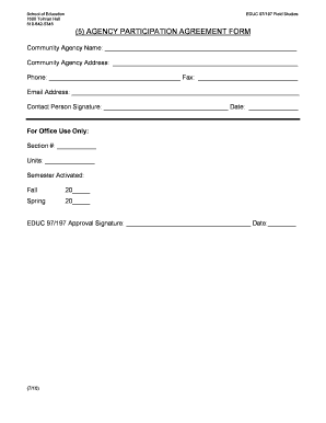 Fillable Online vocserve berkeley Agency Participating Agreement form Fax Email Print - pdfFiller