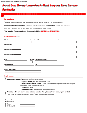 Download Registration Form (PDF) - Annual Gene Therapy ... - Fill and ...