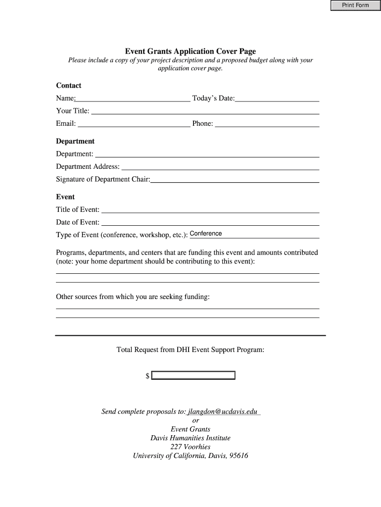 Fillable Online Event Grants Application Cover Page Fax Email Print - pdfFiller