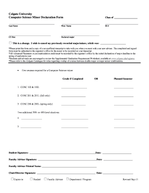 Fillable Online colgate Colgate University Computer Science Minor ...