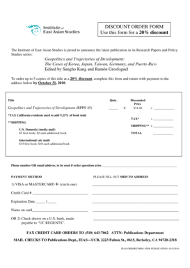 Fillable Online ieas berkeley Ieas order form new publication - Institute of East Asian Studies ...