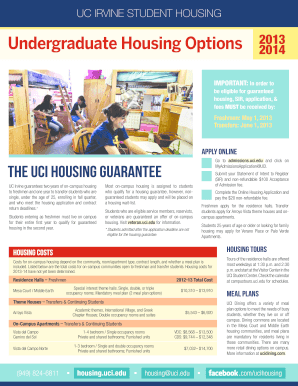 Fillable Online admissions uci UC IRVINE STUDENT HOUSING Fax Email ...