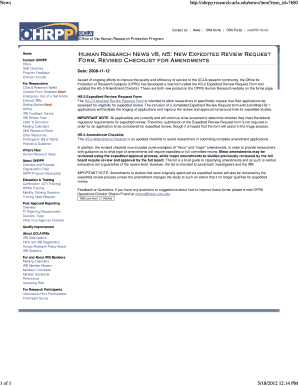 Fillable Online New Expedited Review Request Form, Revised Checklist ...