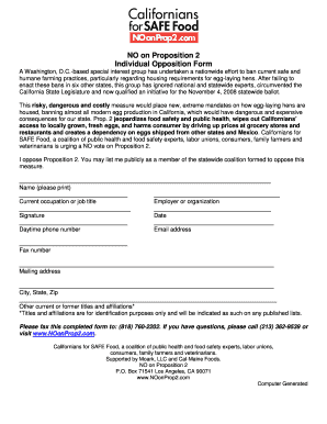 Fillable Online Individual Opposition Sign-up Form Fax Email Print ...