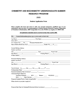 Fillable Online chem ucla Student Application Form - UCLA Chemistry and ...