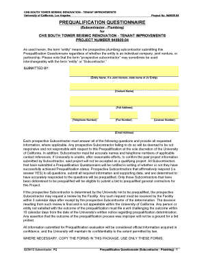 Fillable Online capitalprograms ucla Prequalification Questionnaire ...