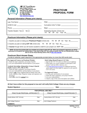 Fillable Online Practicum proposal form Fax Email Print - pdfFiller