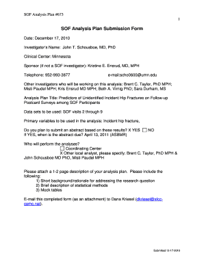 Fillable Online sof ucsf SOF Analysis Plan Submission Form - Study of ...