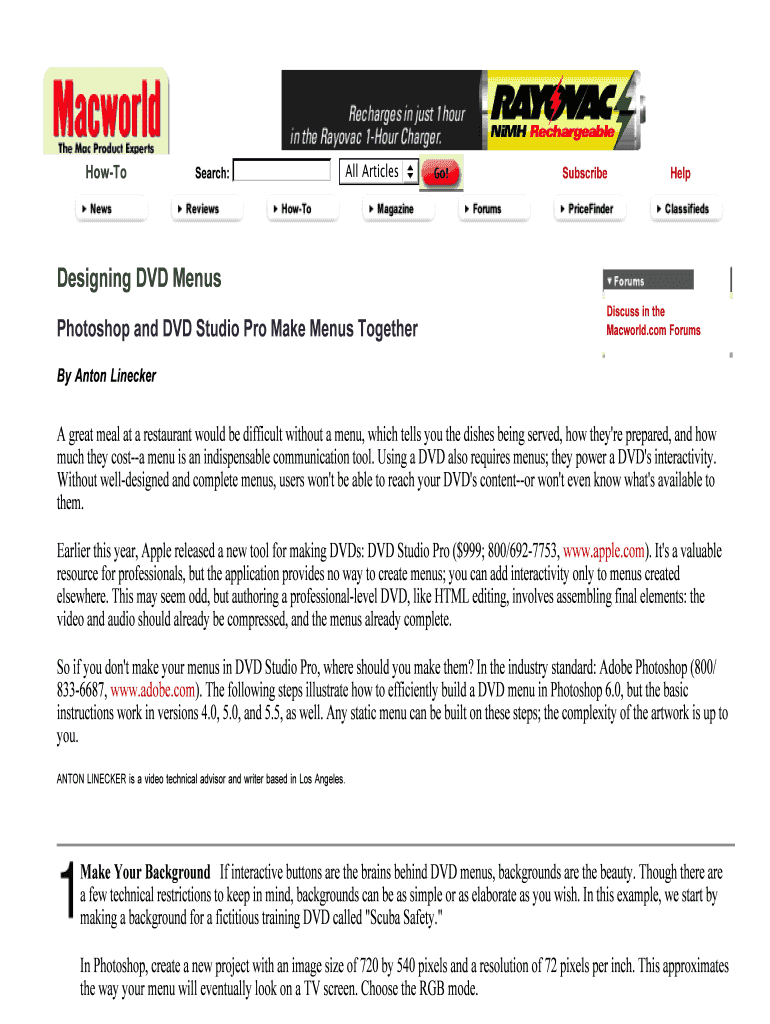 Fillable Online Designing DVD Menus Fax Email Print - pdfFiller