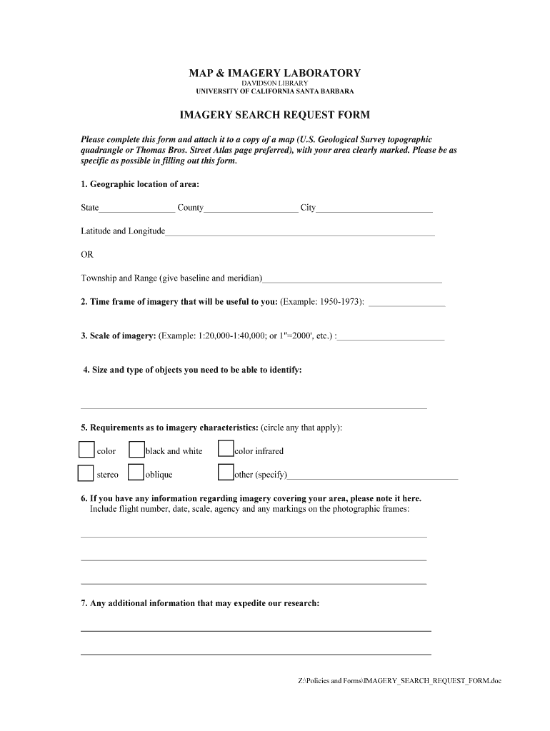 Fillable Online IMAGERY SEARCH REQUEST FORM Fax Email Print - pdfFiller