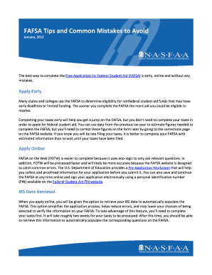 Fillable Online FAFSA Tips and Common Mistakes to Avoid Fax Email Print ...