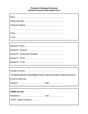 Fillable Online Personal Accounts Info form-2 Fax Email Print - pdfFiller
