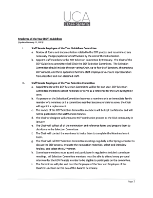 Fillable Online uca Employee of the Year (EOY) Guidelines Fax Email ...