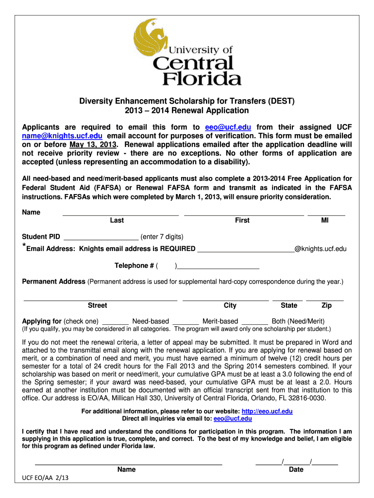 Renewal Application - University of Central Florida: Fill out & sign ...