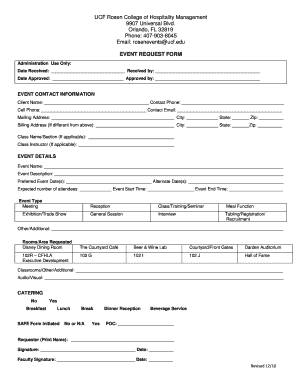 Fillable Online hospitality ucf Event Request Form - Rosen College of ...