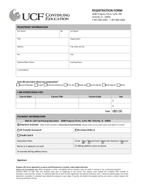 Fillable Online ce ucf Registration form - UCF Continuing Education ...
