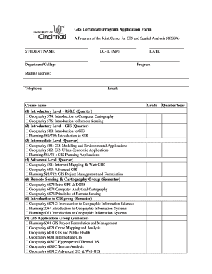 Fillable Online daap uc GIS Certificate Program Application Form - DAAP ...