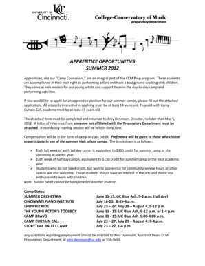 Fillable Online ccm uc 2012 Summer Apprentice application - ccm uc Fax ...