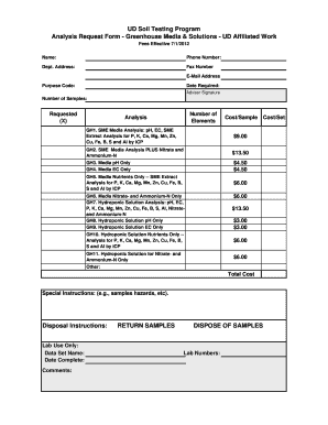 Fillable Online ag udel Greenhouse Media and Hydroponic Solution Analysis Request Form - ag udel ...