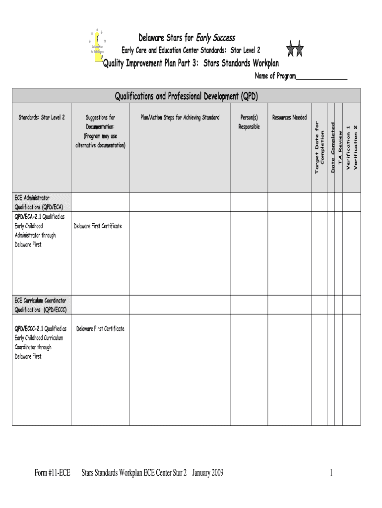 Fillable Online Early Care and Education Center Standards: Star Level 2 ...